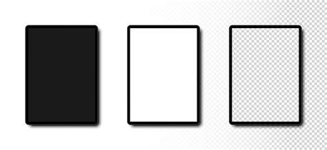 태블릿 모형 검정색 흰색 및 투명 스크린이 있는 태블릿 템플릿 모형 태블릿 사실적인 디자인 벡터 일러스트레이션 검은색에 대한 스톡 벡터 아트 및 기타 이미지 Istock