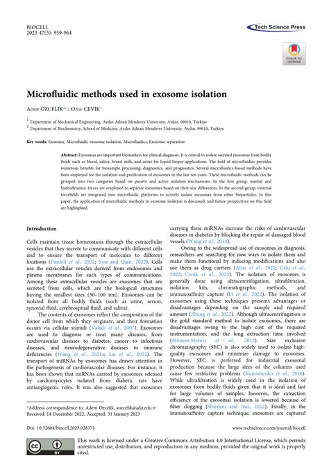 Pdf Microfluidic Methods Used In Exosome Isolation
