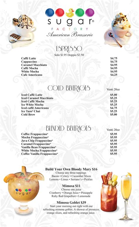 Sugar Factory Nyc Menu At John Tabarez Blog