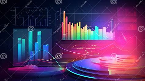 Data Visualization Charts Diagrams Vibrantly Illustration With Spectacular Background Stock