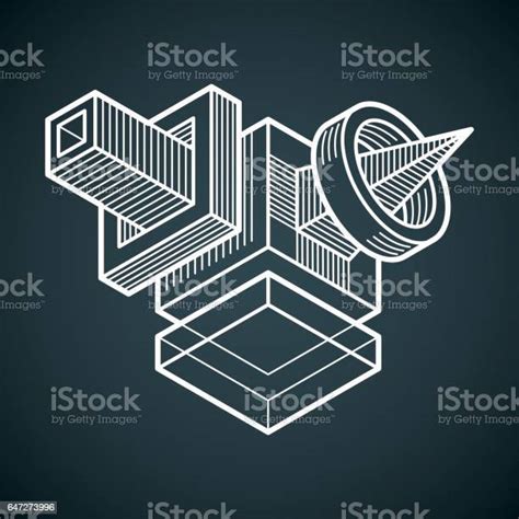 벡터 추상 3d 기하학적 모양 다각형 그림입니다 0명에 대한 스톡 벡터 아트 및 기타 이미지 0명 3차원 형태 개념 기호 Istock