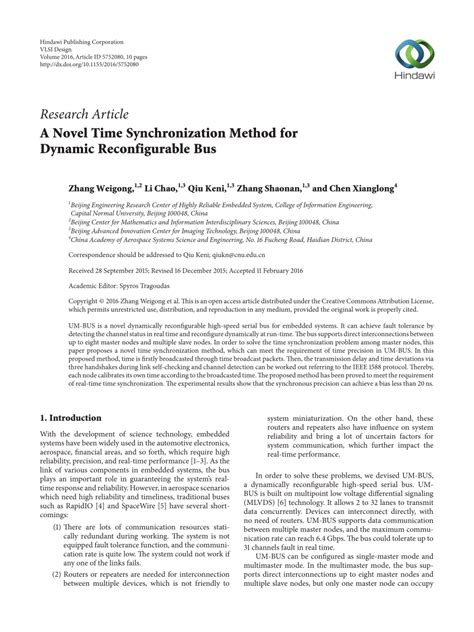 Pdf A Novel Time Synchronization Method For Dynamic Reconfigurable Bus