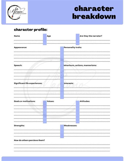 Set Of Worksheets For Character Script Outline Template For Movie