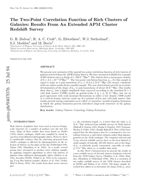 pdf the two point correlation function of rich clusters of galaxies