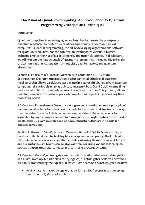 The Dawn Of Quantum Computing An Introduction To Quantum Programming