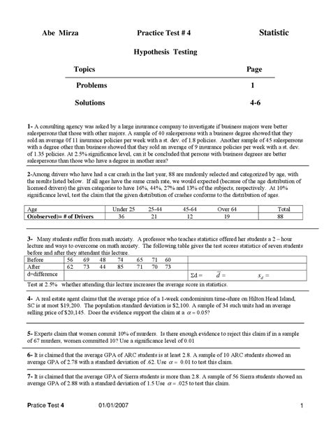 Notes On Hypothesis Testing Elementary Statistics Math 0013 Docsity