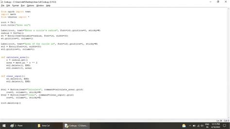 Python Program To Basic New Area Cal Using The Python Tkinter Kashipara