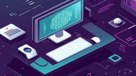 Cyberpunk Coding Workstation Stock Illustration Illustration Of