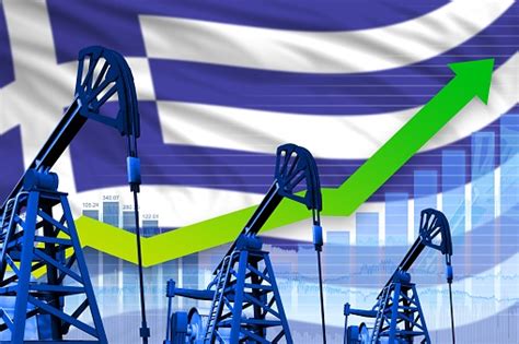 그리스 국기 배경그리스 석유 산업 또는 시장 개념의 산업 그림에 성장 그래프 3d 일러스트레이션 0명에 대한 스톡 사진 및 기타 이미지 Istock