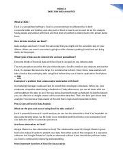 Memo Docx MEMO EXCEL FOR DATA ANALYTICS What Is EXCEL Excel Is A Spreadsheet Software