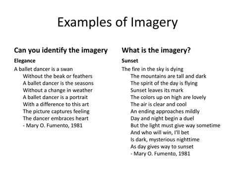 Imagery Examples