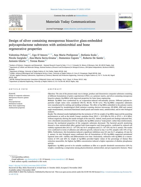 Pdf Design Of Silver Containing Mesoporous Bioactive Glass Embedded Polycaprolactone
