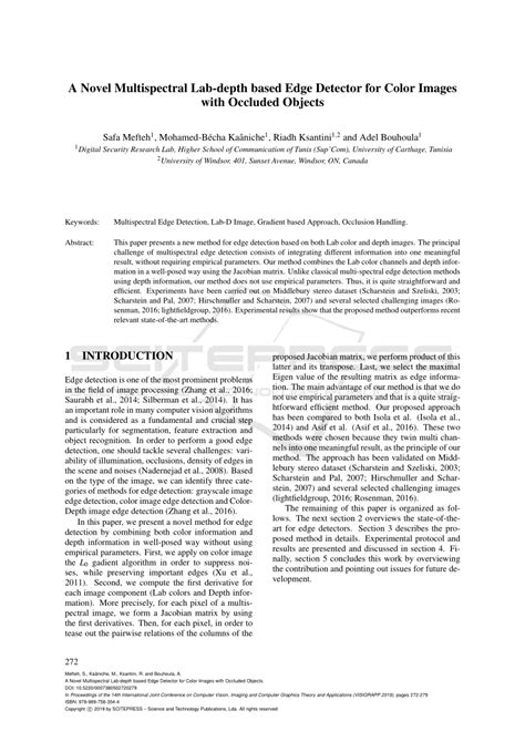 pdf a novel multispectral lab depth based edge detector for color
