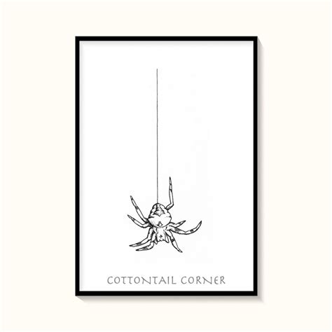 Dangling Spider Drawing Pen And Ink Hand Drawing Instant Download Wall Art Print Etsy