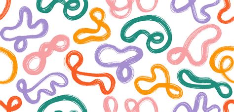 완벽 한 패턴 색상 페인트 브러시 스트로크 템플릿 손으로 그린 곡선 그런지와 함께 물결 모양의 선을 색칠합니다 벡터 혼돈 잉크 오래 된 브러시 낙서 질감 지저분한 낙서