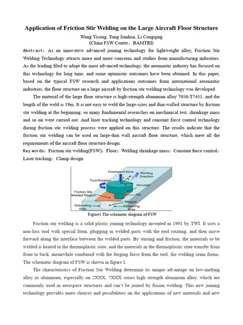 Application Of Friction Stir Welding On The Large Aircraft Floor Structure Download Free Pdf