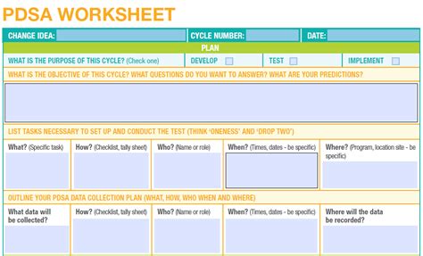 Pdsa Worksheets Example