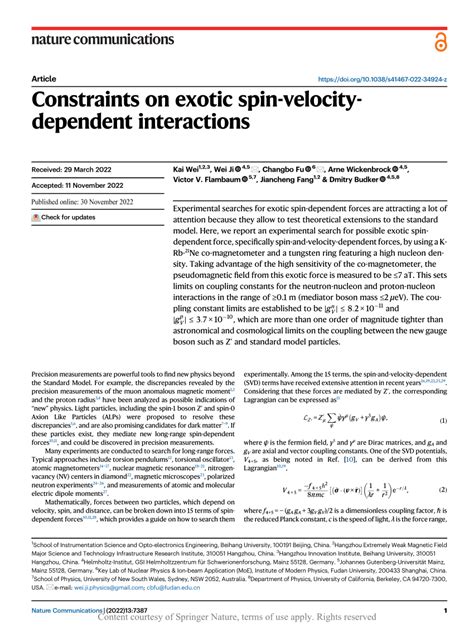 Pdf Constraints On Exotic Spin Velocity Dependent Interactions