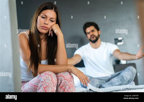 Couple Having Arguments And Sexual Problems In Bed Stock Photo Alamy