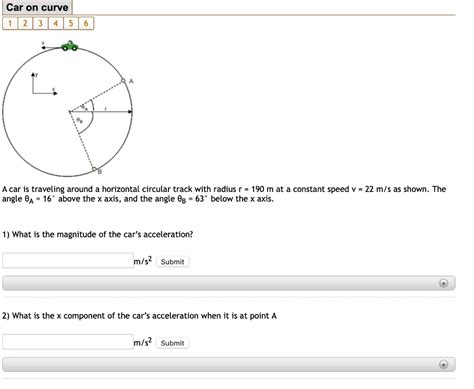 Car On Curve 1 2 3 4 5 6 A Car Is Traveling Around A Horizontal Circular Track With Radius R