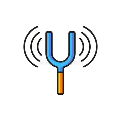 Color Musical Tuning Fork For Tuning Musical Instruments Icon Isolated On White Background Flat