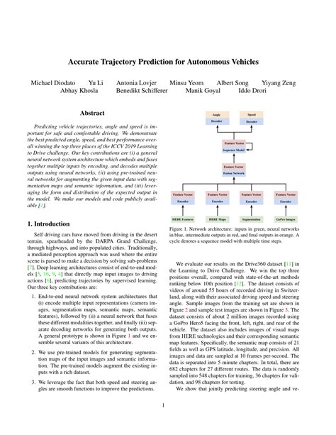 Pdf Accurate Trajectory Prediction For Autonomous Vehicles