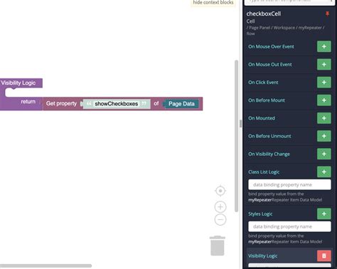 toggle visibility of cells within repeater block ui builder