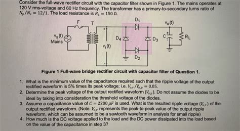 Circuit Diagram Of Full Wave Rectifier With Capacitor Filter Circuit Diagram