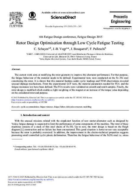 Pdf Rotor Design Optimisation Through Low Cycle Fatigue Testing