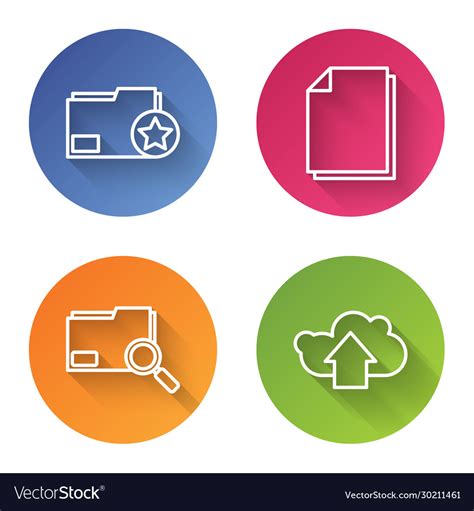 Set Line Document Folder With Star Document Vector Image