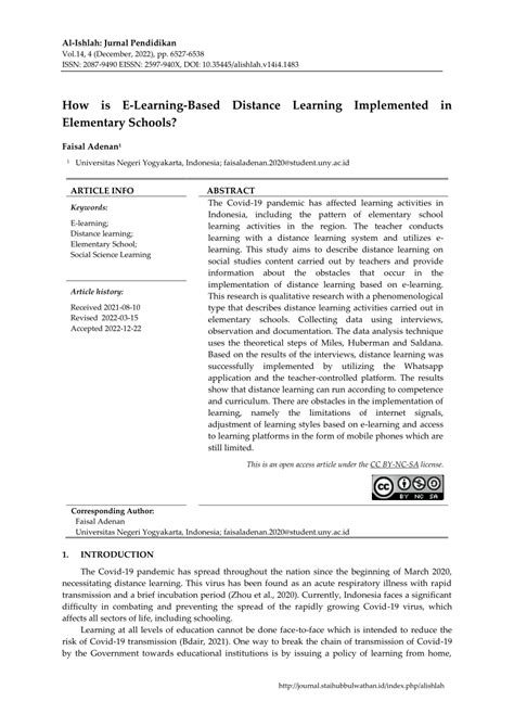 Pdf How Is E Learning Based Distance Learning Implemented In