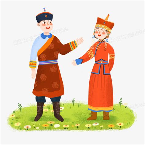 蒙古服饰卡通 蒙古服饰简笔画 蒙古服饰 大山谷图库