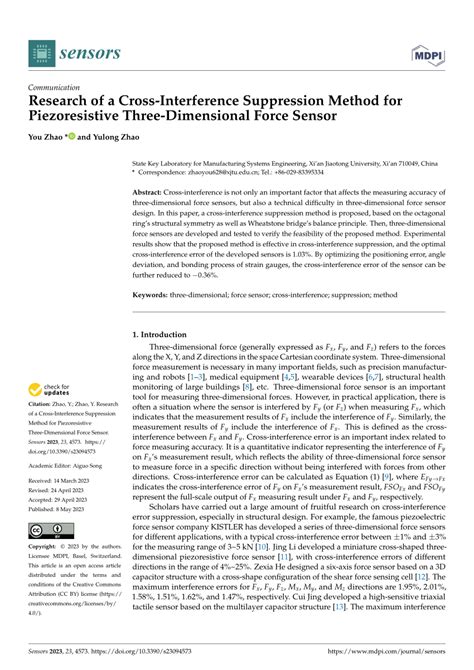 Pdf Research Of A Cross Interference Suppression Method For Piezoresistive Three Dimensional
