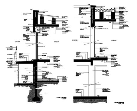 Integral Constructive Section Details Of Two Level Building Dwg File