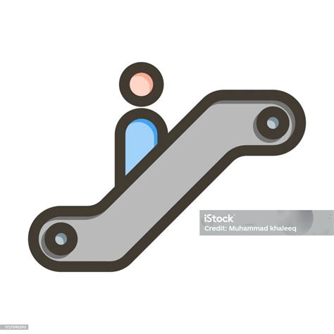 에스컬레이터 벡터 굵은 선은 개인 및 상업적 사용을 위한 색상 아이콘으로 채워졌습니다 0명에 대한 스톡 벡터 아트 및 기타 이미지 0명 가득 찬 계단 Istock