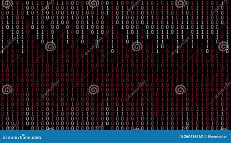 vertical binary code in the matrix style white and red numbers on