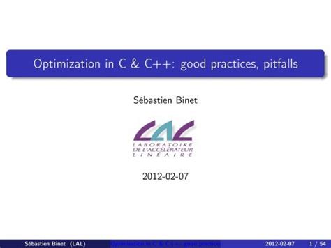Optimization In C And C Good Practices Pitfalls