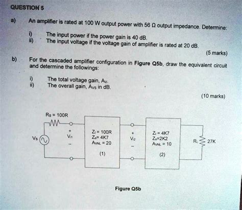 Solved An Amplifier Is Rated At 100 W Output Power With A 56 Ohm