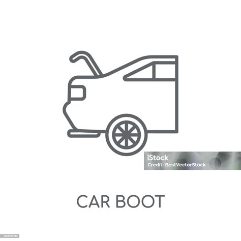 자동차 부팅 선형 아이콘입니다 자동차 부품 컬렉션에서 흰색 바탕에 현대 개요 자동차 부트 로고 개념 날씬한에 대한 스톡 벡터