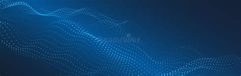 Wave Of Flowing Particles On A Dark Background Abstract Backdrop With