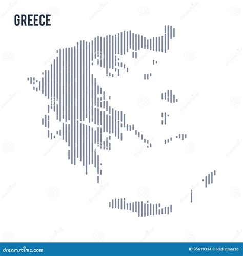 Vector Abstract Hatched Map Of Greece With Vertical Lines Isolated On A