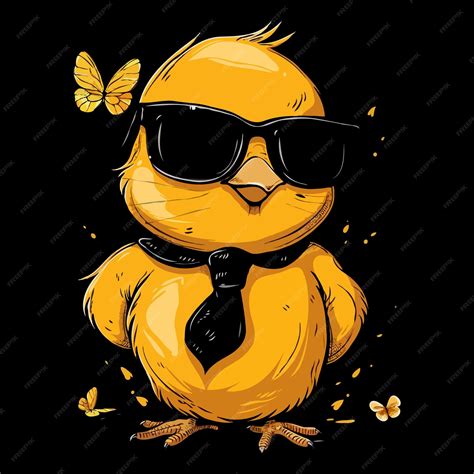 A Duck Wearing Sunglasses And A Tie With Butterflies On It Premium Ai Generated Vector