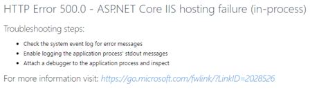 Aspnet Core Failed To Start Application Lmw3svc3root