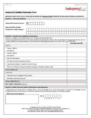 Fillable Online Assets And Liabilities Declaration Form Fundsupermartcom Fax Email Print