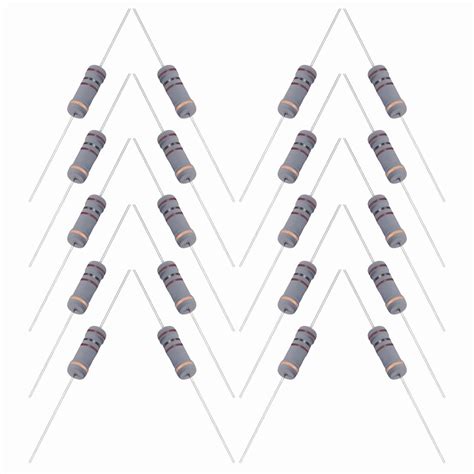 20pcs Carbon Film Resistors 2w 5 Tolerances Resistor Kit Fixed Resistor For Diy Electronic