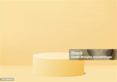 3d 배경 제품은 기하학적 플랫폼으로 최소한의 연단 장면을 제공합니다 포디움이 있는 배경 벡터 3d 렌더링 화장품을 보여주기 위해 서 있습니다 받침대 모던 스튜디오 옐로우