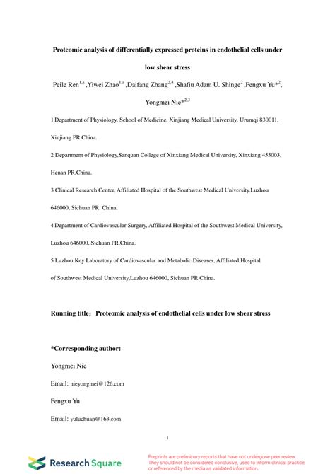 Pdf Proteomic Analysis Of Differentially Expressed Proteins In