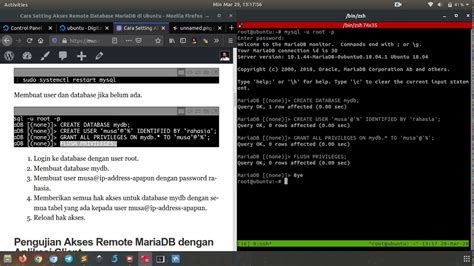 setting remote acces mariadb di ubuntu 18 04 youtube