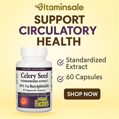 Natural Factors Celery Seed Extract 60 แคปซูล สารสกัดเมล็ดขึ้นฉ่ายฝรั่ง