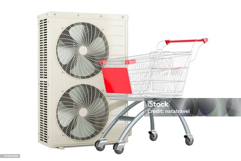 실외 압축기 다중 구역 장치 쇼핑 카트가 있는 에어컨 3d 렌더링 3차원 형태에 대한 스톡 사진 및 기타 이미지 3차원 형태 가격 개념 Istock
